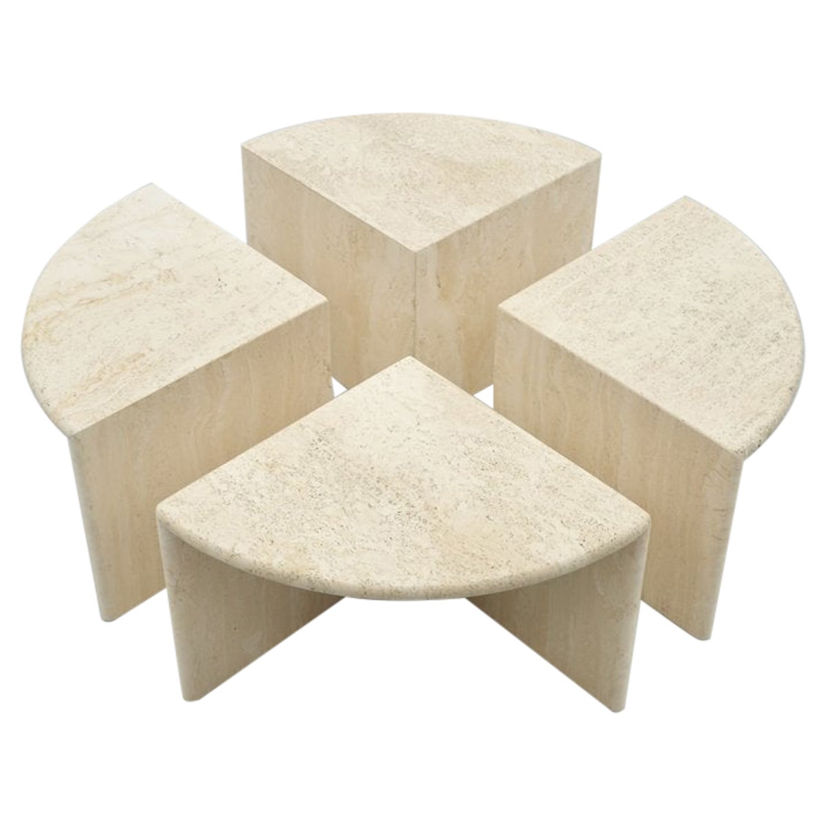 Round Travertine Coffee Table, 1970s at 1stDibs