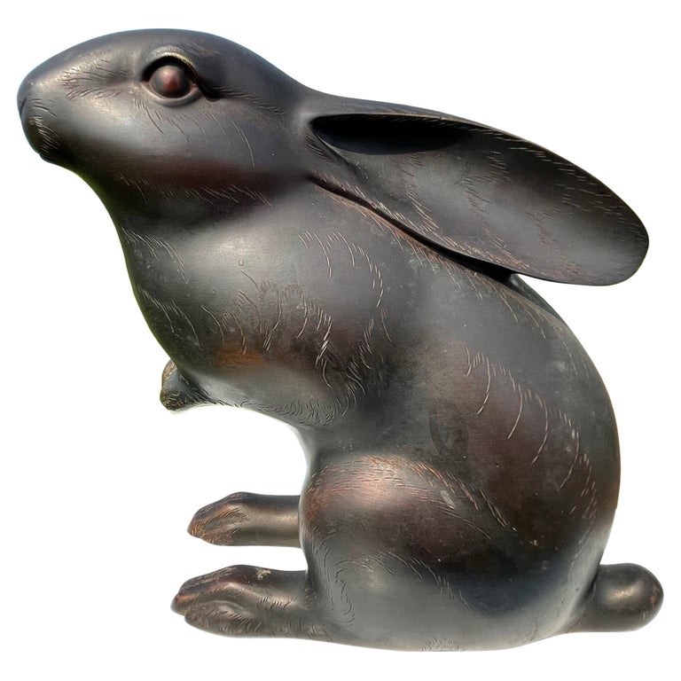 Japanese Fine Large Old Bronze Rabbit at 1stDibs