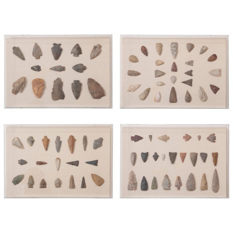 American Indian Framed Arrowhead Collection, Set of Four at 1stDibs