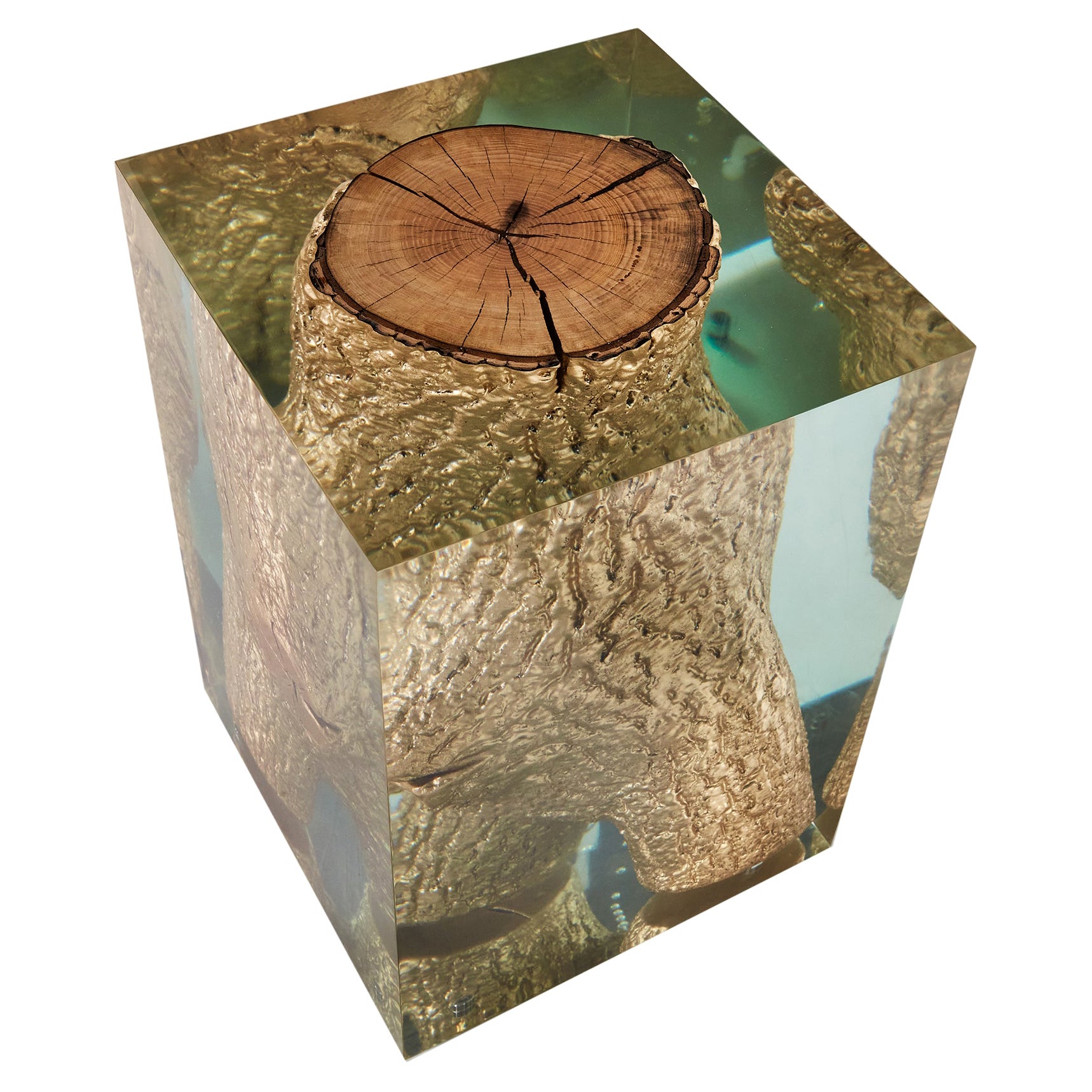 Epoxy Resin Stool, Golden Stump Stool, Ready to Ship For Sale at 1stDibs