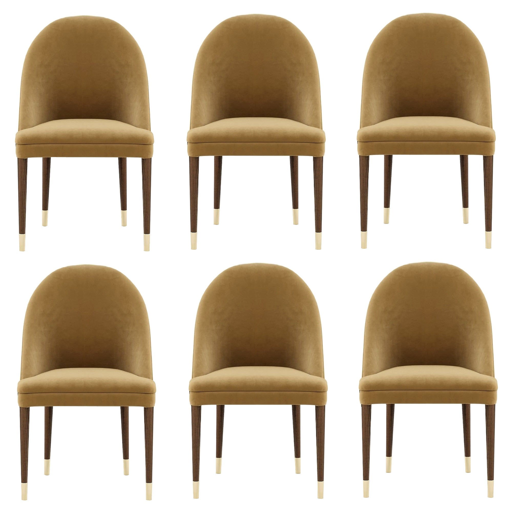 Contemporary Dining Chairs in Camel Velvet, Set of 6 For Sale at ...