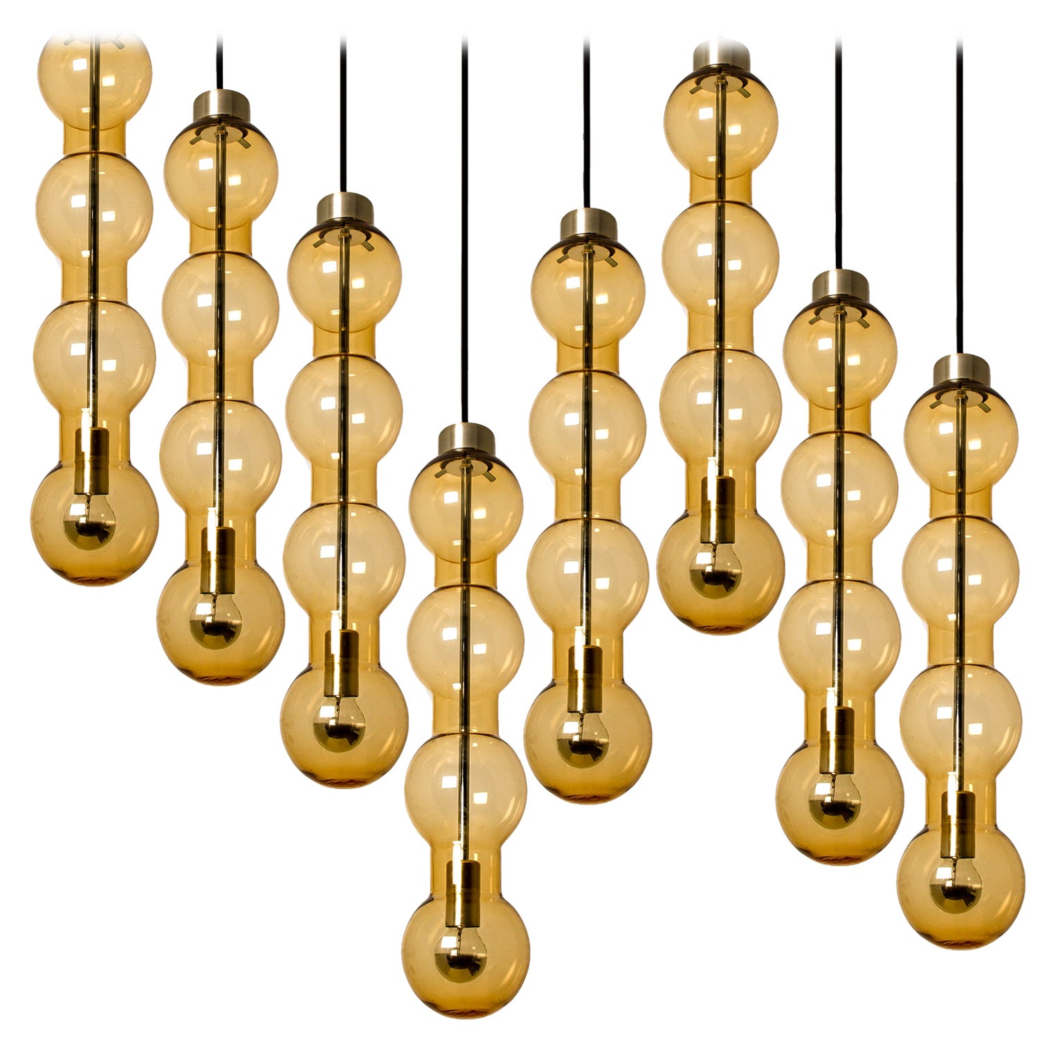 Great Pair of Amber Glass Pendant Lights by Doria at 1stDibs