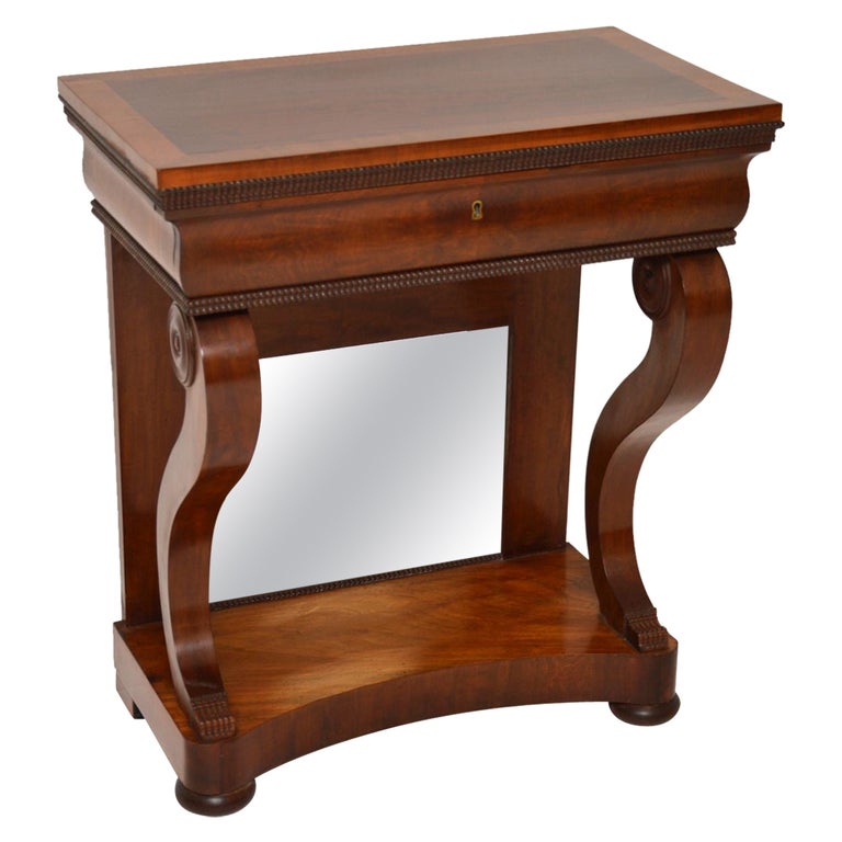 Antique French Empire Mirrored Back Console / Side Table For Sale at ...