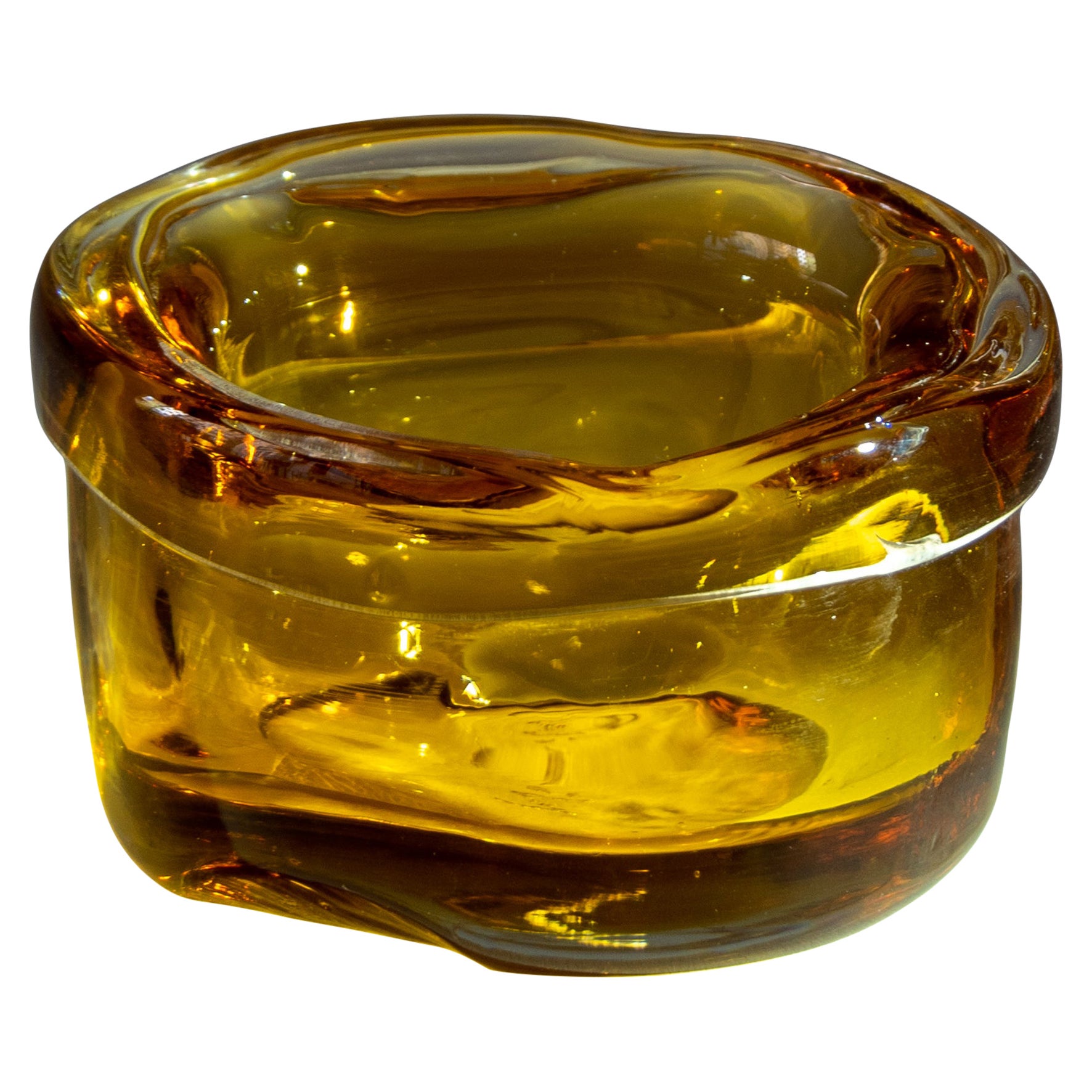 Four Amber Glasses With Controlled Bubbles by Erickson Glass For Sale ...