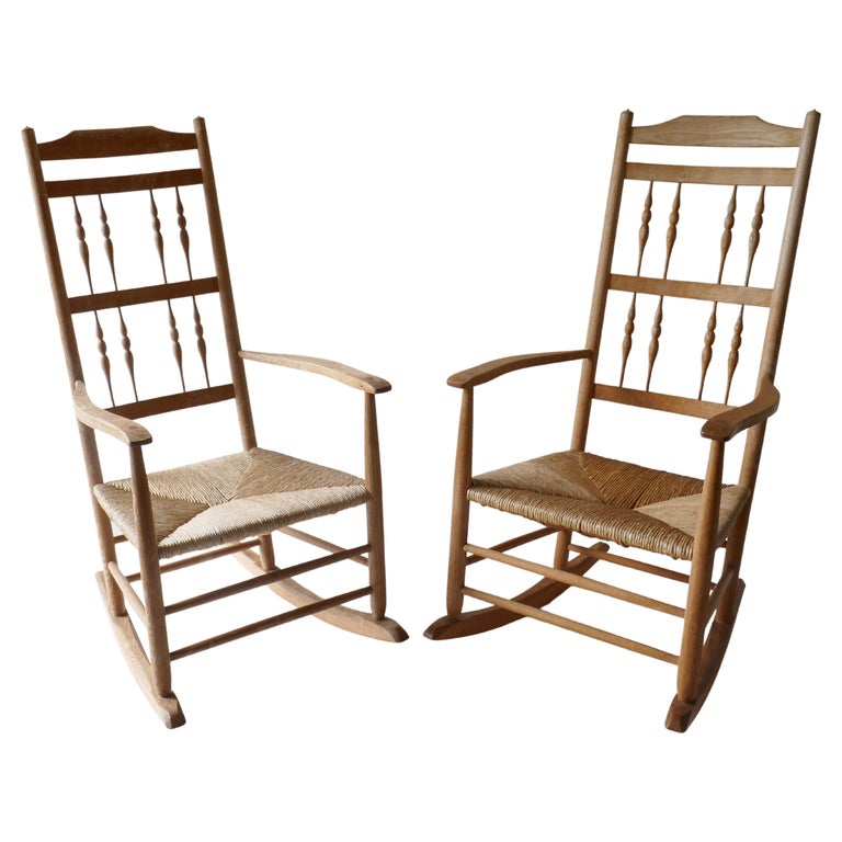 Pair of Mid-Century English Wood Rocking Chairs at 1stDibs