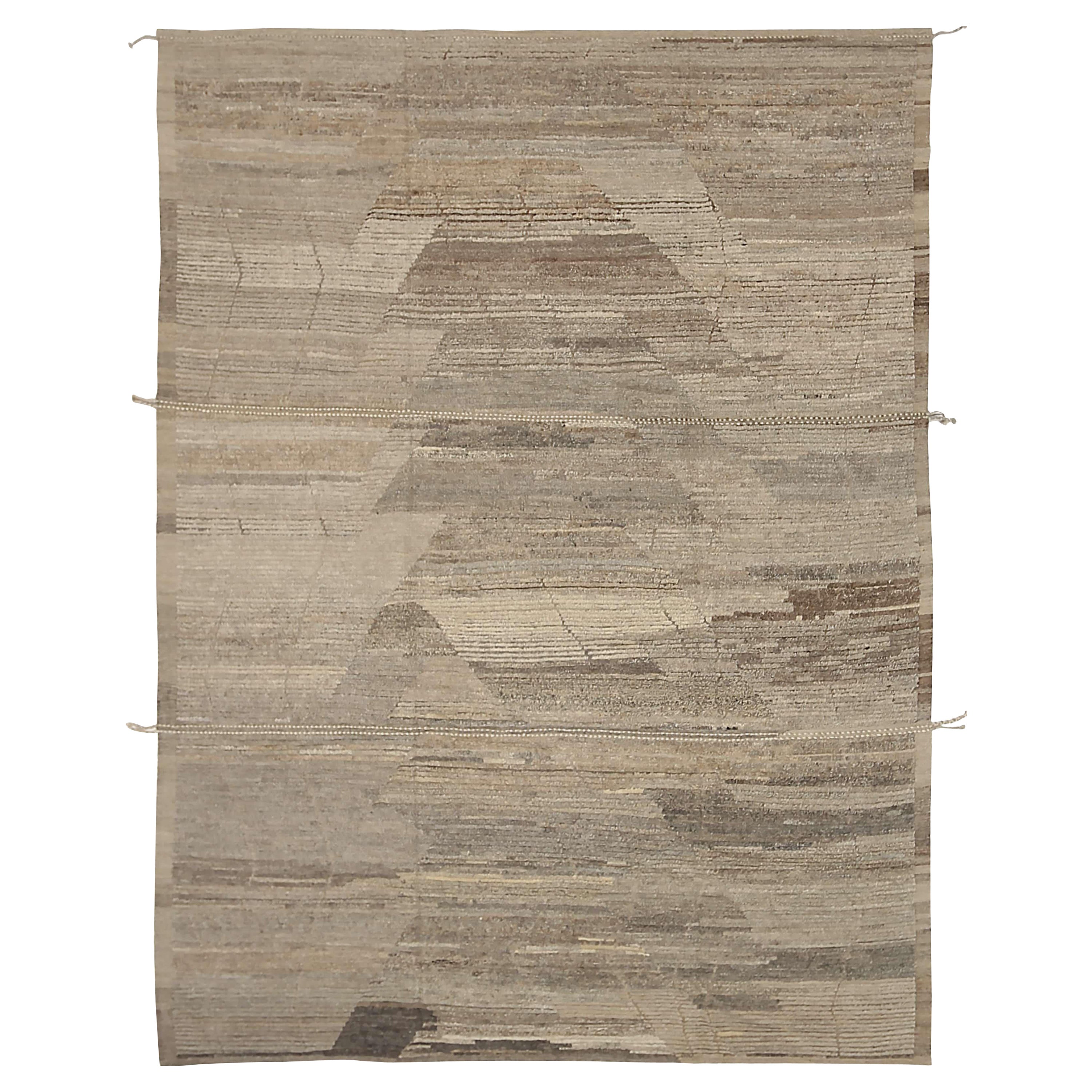 Nazmiyal Collection Cream Geometric Modern Distressed Rug. 9 ft 6 in x ...