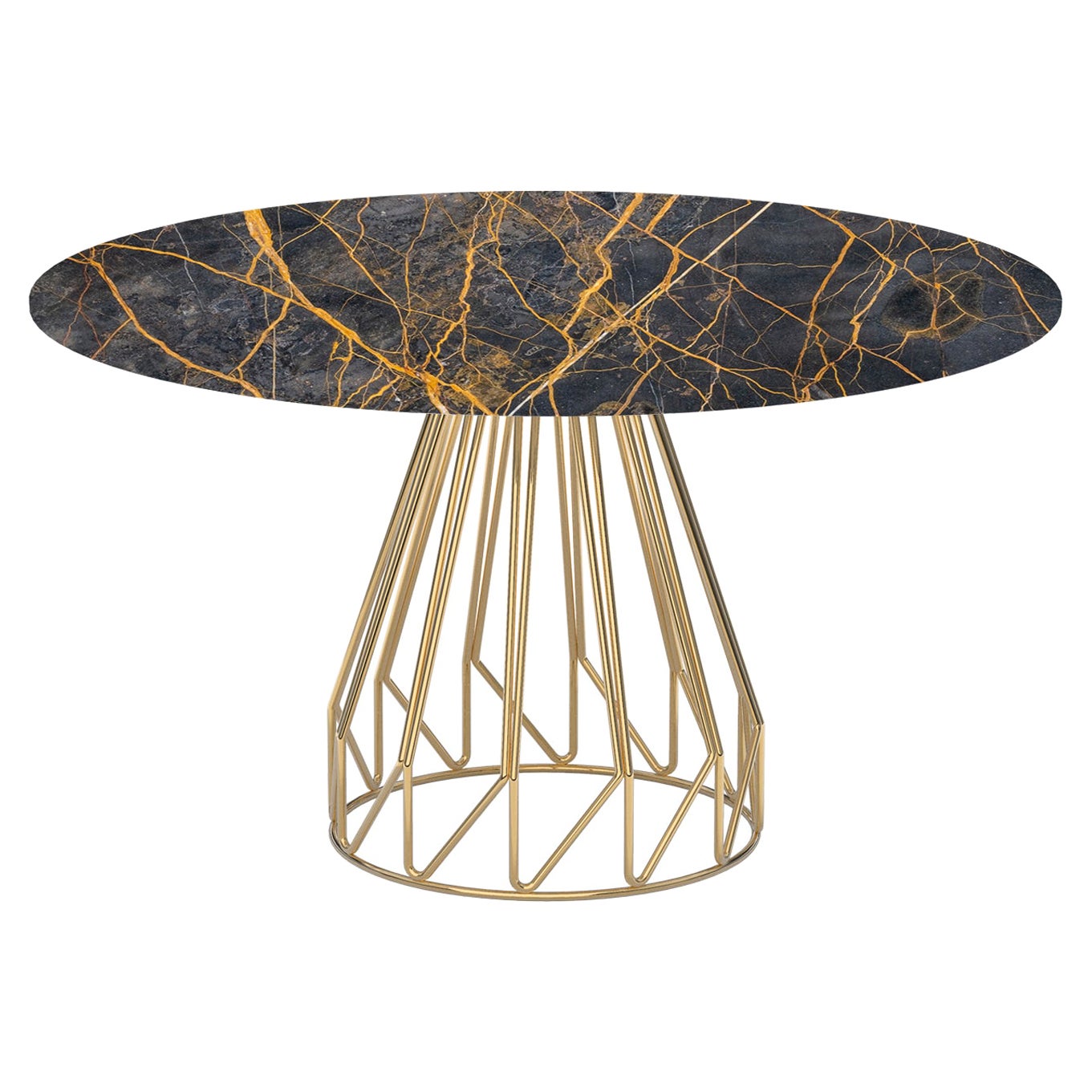 Contemporary Minimalist Table Gold, Calacatta Green Made in Italy by ...