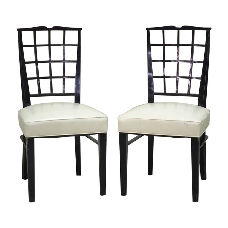 Dominique Pair of Ebonized Side Chairs For Sale at 1stDibs