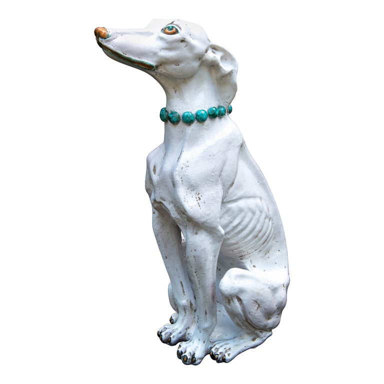Glazed Terra Cotta Stylish Greyhound For Sale at 1stDibs