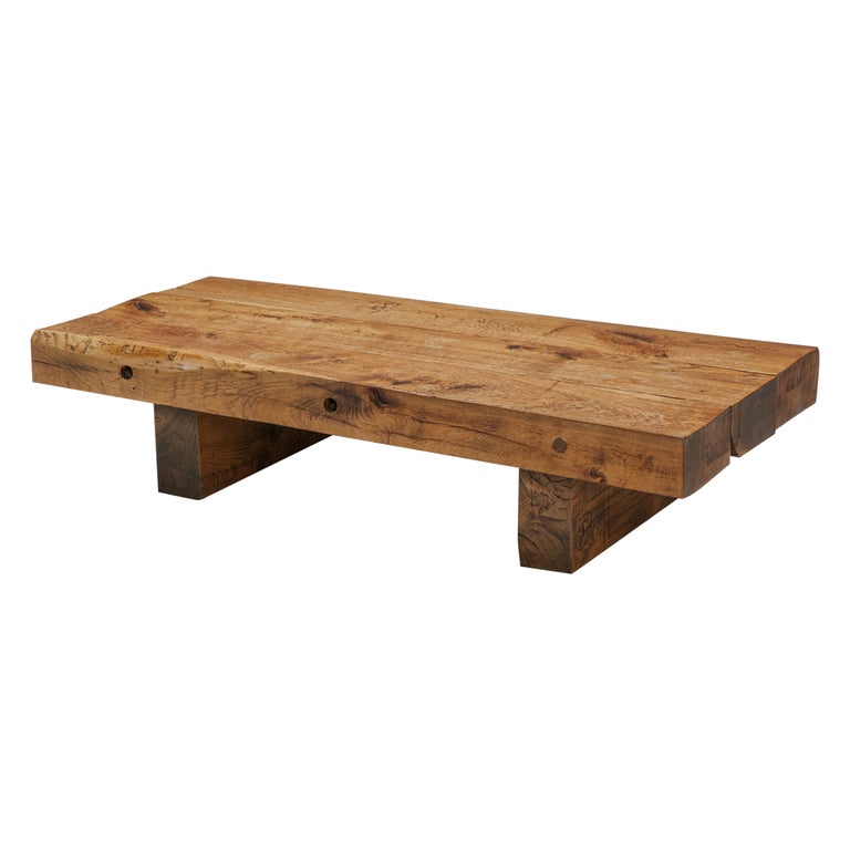 Rustic Solid Wood Coffee Table at 1stDibs