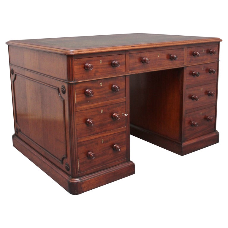 19th Century Mahogany Partners Desk Stamped Gillows at 1stDibs
