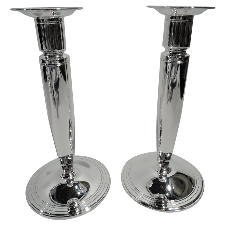 Pair of Tiffany Modern Classical Sterling Silver Candlesticks For Sale ...