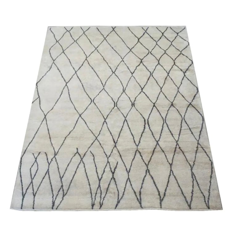 Modern Moroccan Rug Hand-Knotted Wool For Sale at 1stDibs