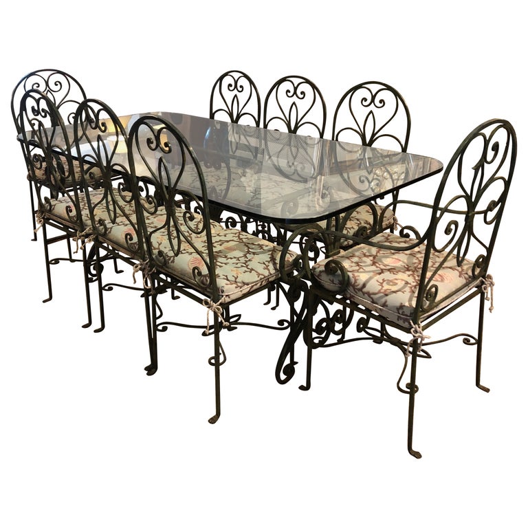 to Die for Very Large Wrought Iron and Glass Dining Table with 8 ...