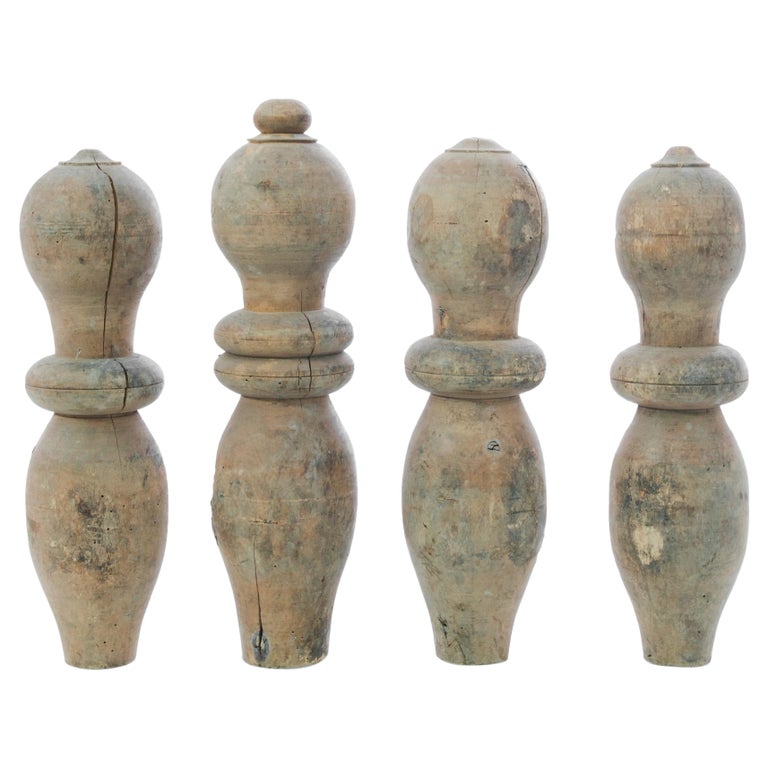 Antique French Wooden Pins, Set of Four at 1stDibs