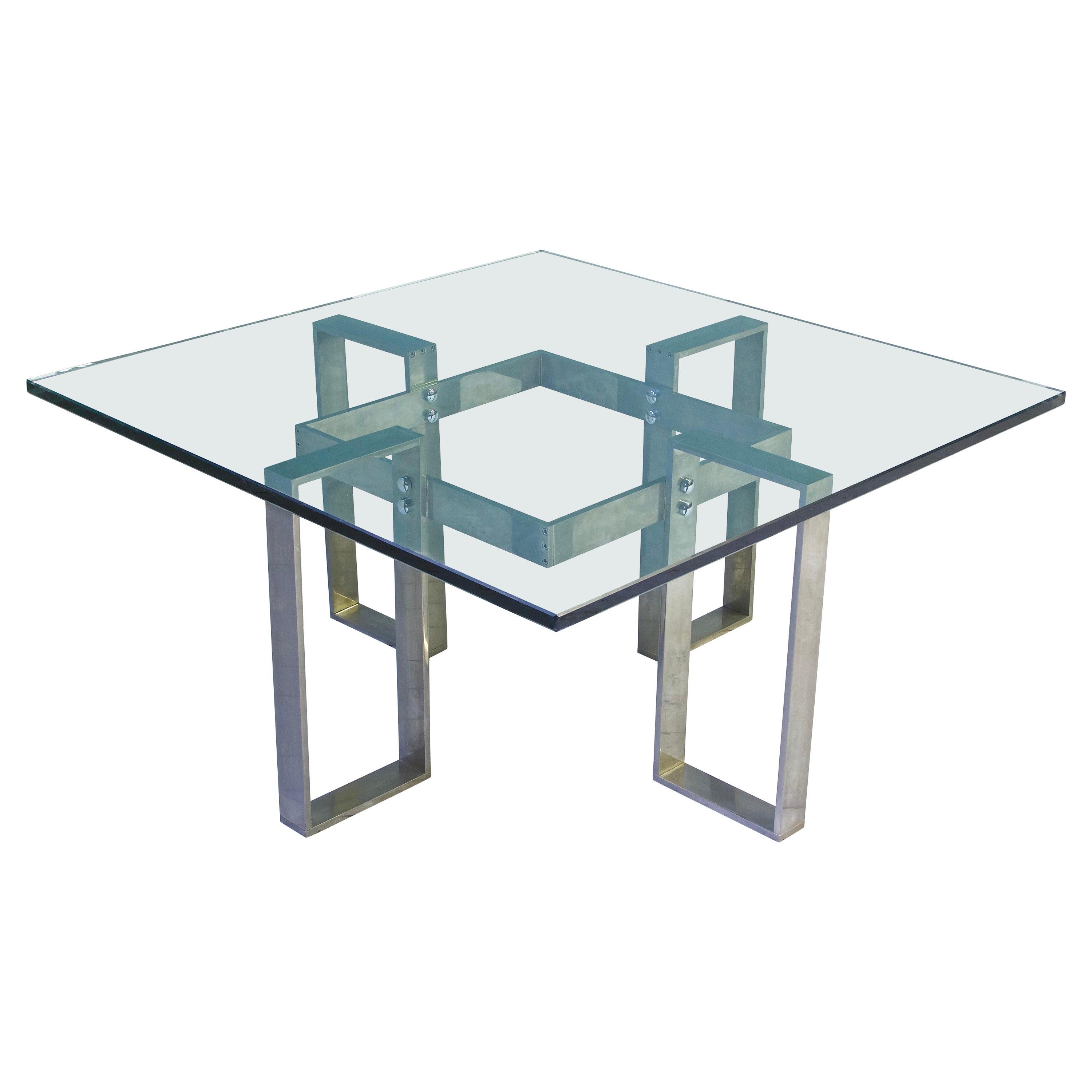 Round Nickel over Steel Floating Glass Coffee Table For Sale at 1stDibs