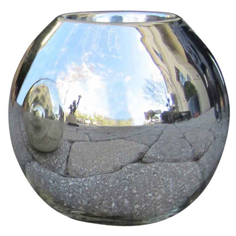 20th Century Mirrored Glass Orb Candleholder at 1stDibs
