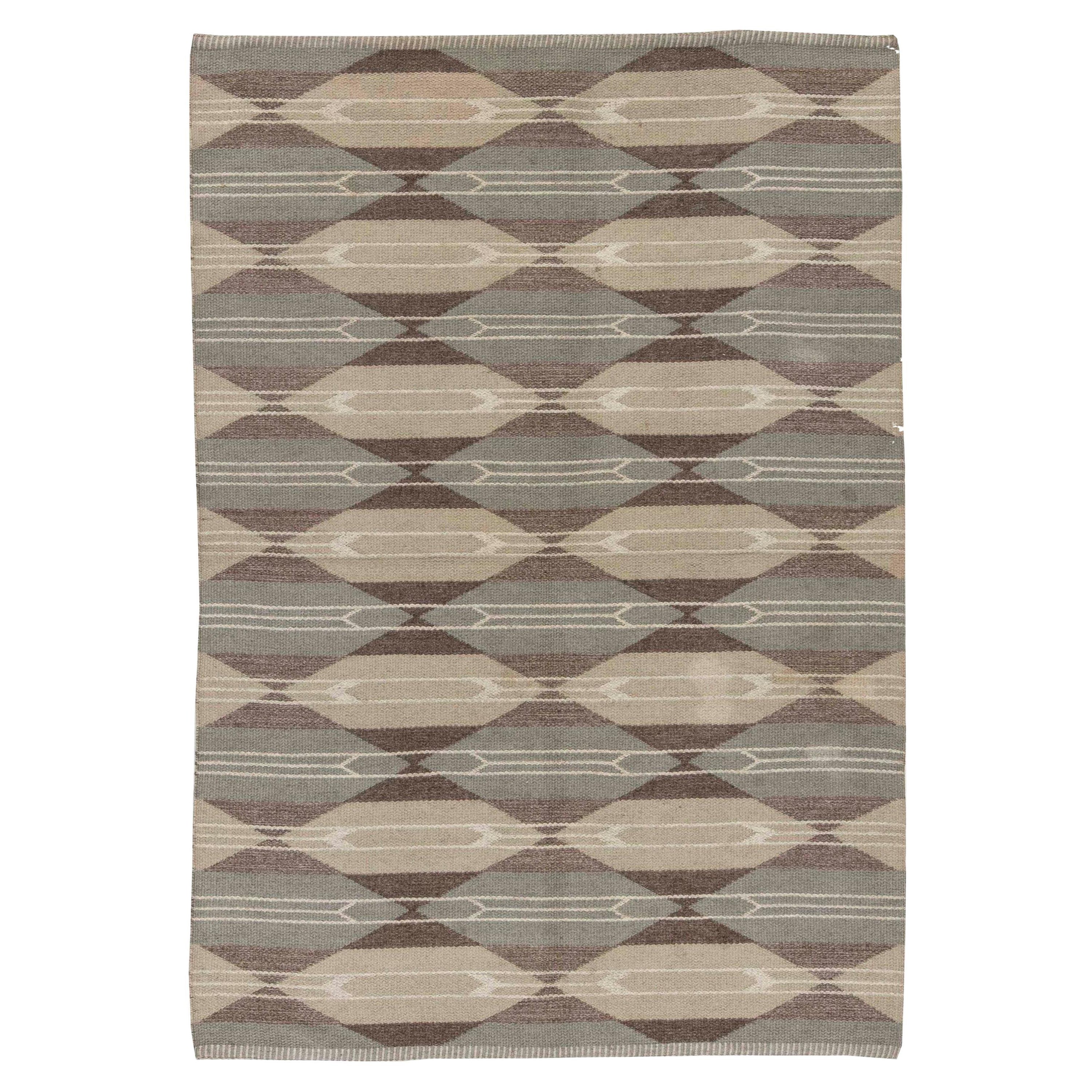 Mid-Century Modern Design Textural Ivory Geometric Zen Garden Rug For ...