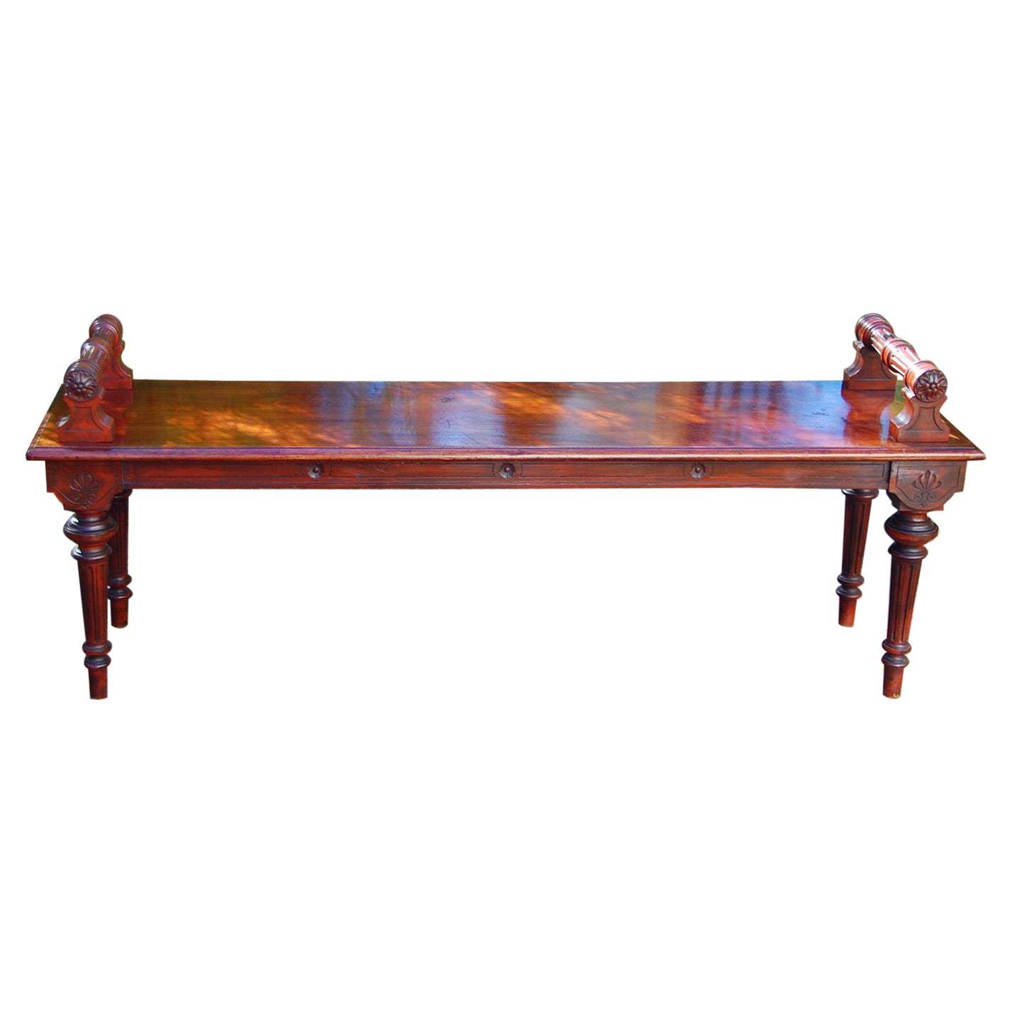 English Victorian Walnut Carved Five Foot Long Hall Bench at 1stDibs ...