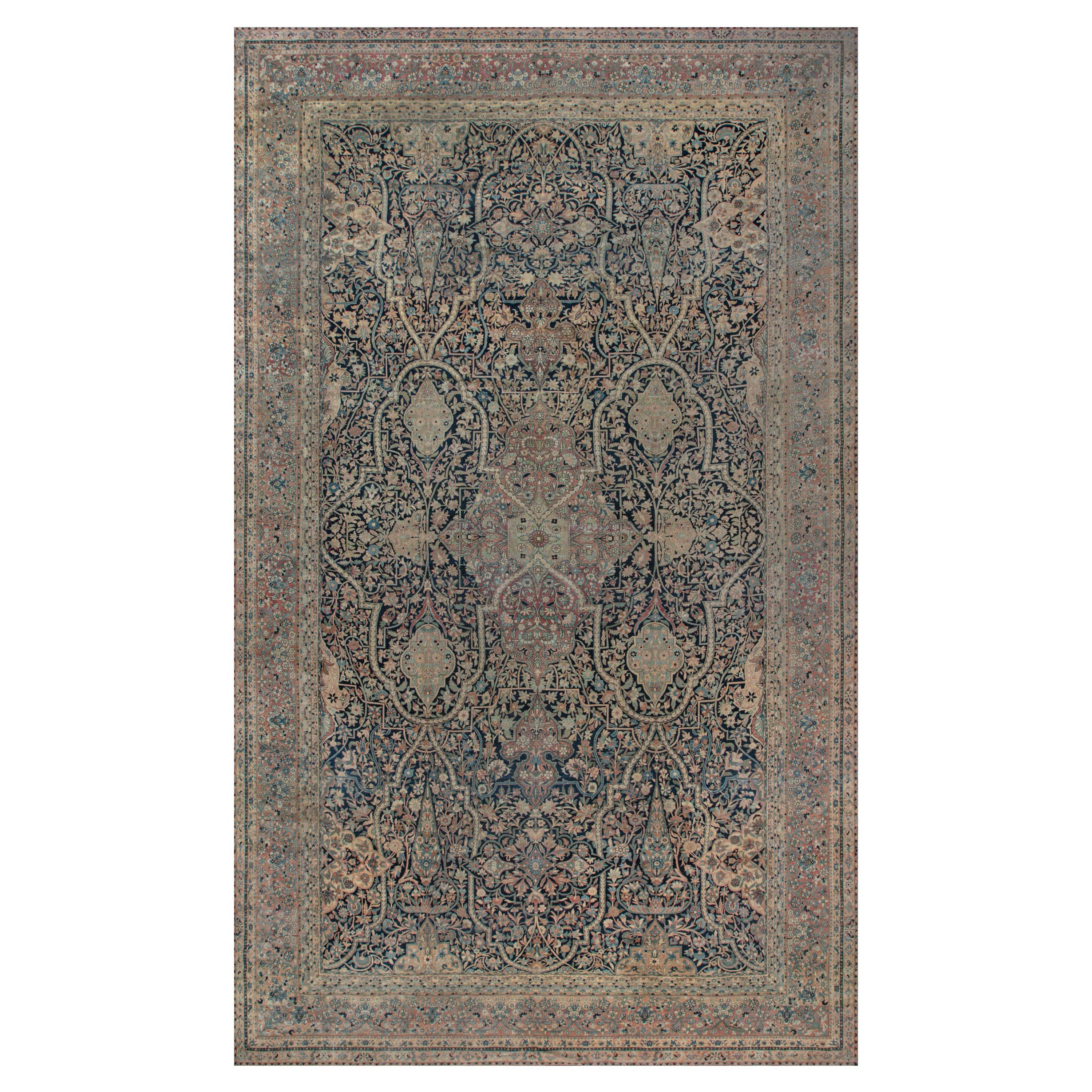 Antique Persian Kirman Handwoven Wool Carpet For Sale at 1stDibs