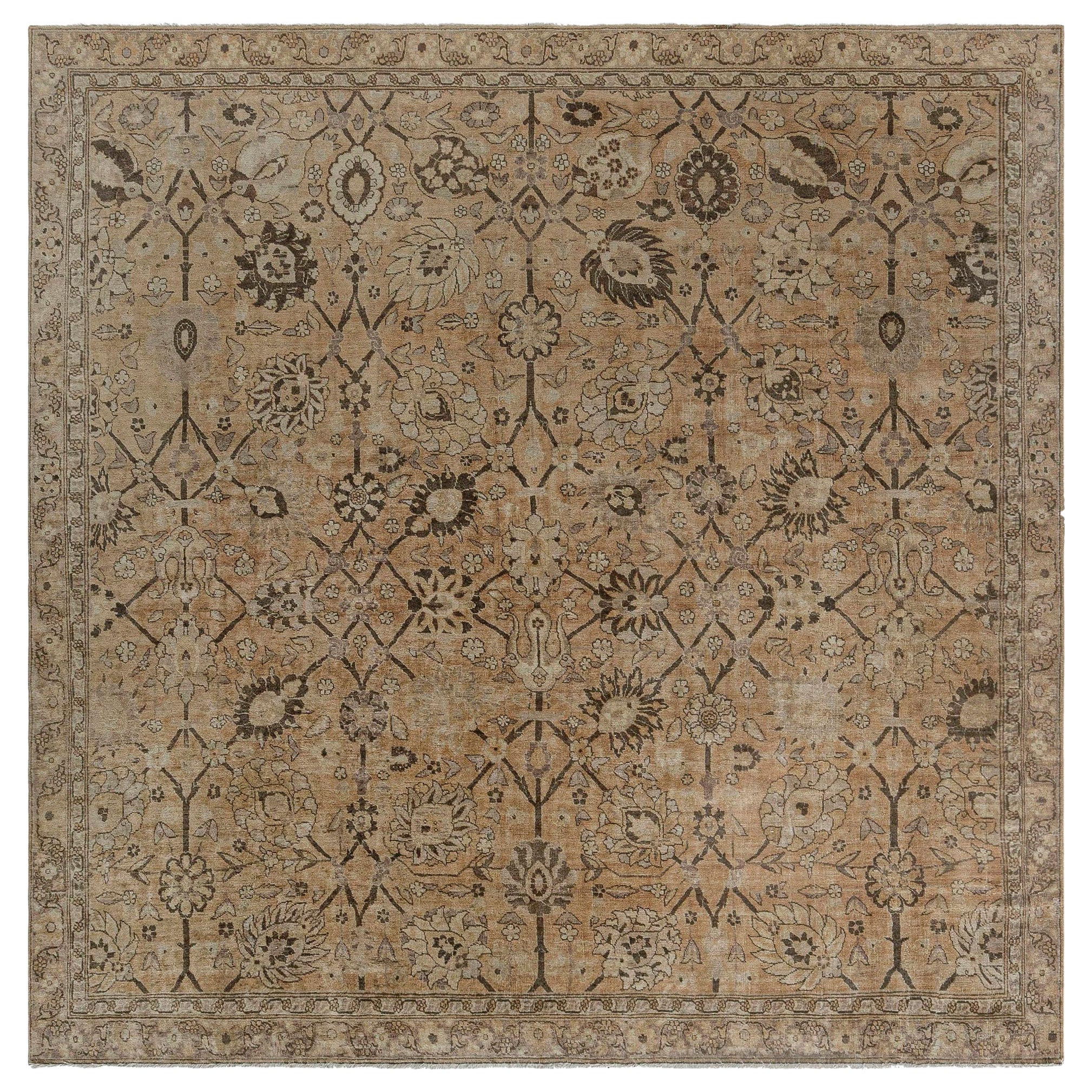Amritsar Golden-Brown Indian Wool Rug For Sale at 1stDibs