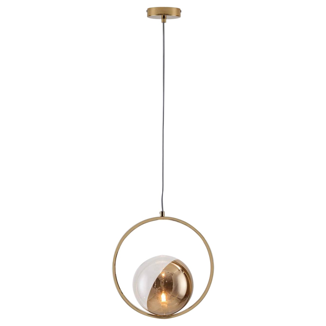 Houseof Brass Ring Ceiling Light with Metal and Glass Shade at 1stDibs