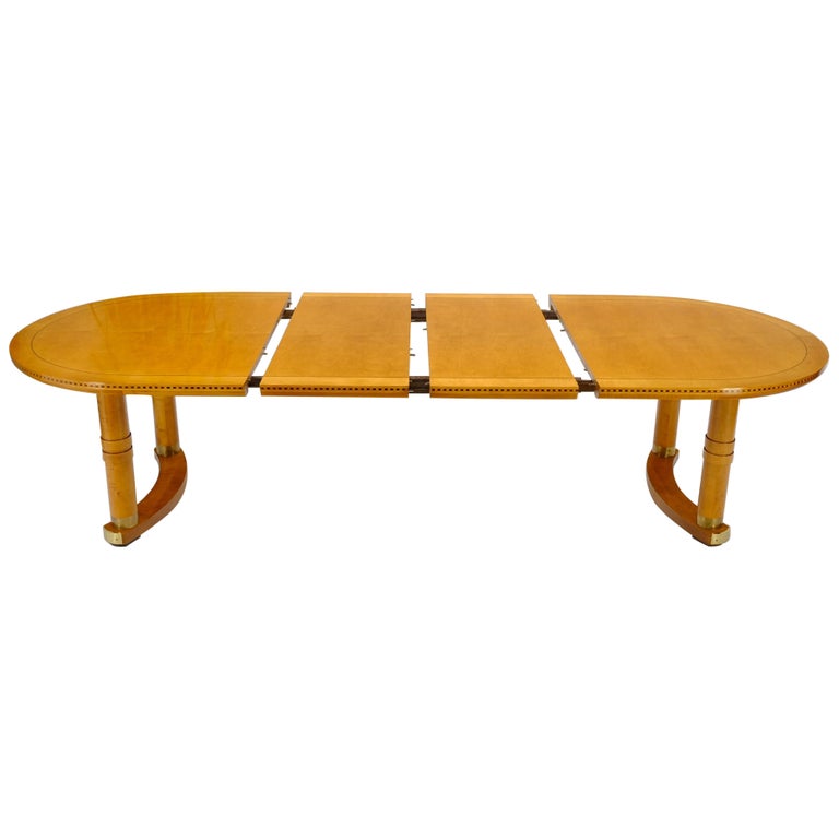Honey Tone Oval Racetrack Henredon Dining Table w/ Two Extension Boards ...
