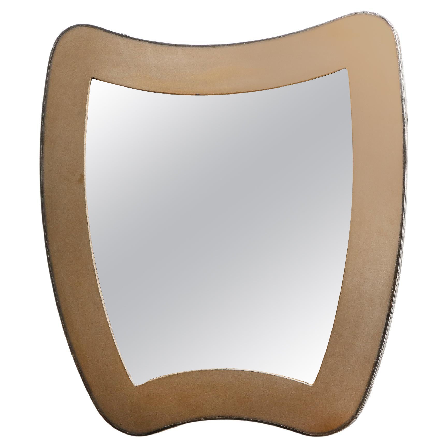 Bronze Glass Shield Mirror by FERRER For Sale at 1stDibs