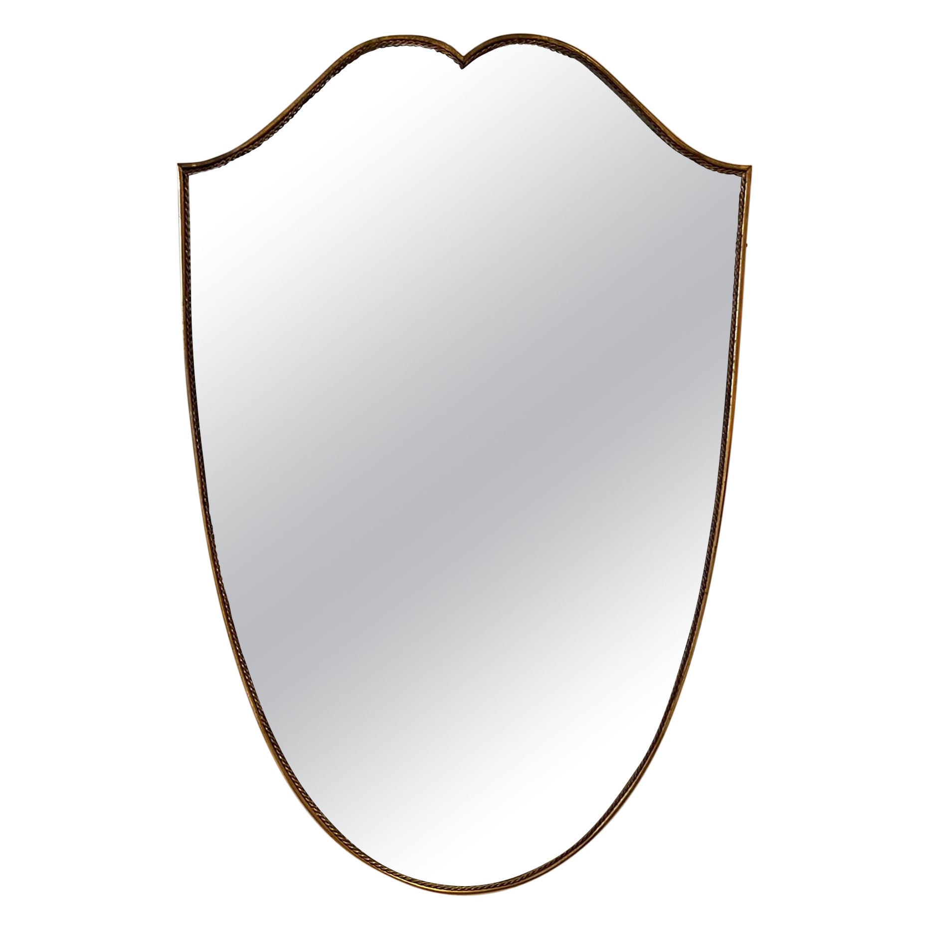 1950s Brass Shield Mirror at 1stDibs