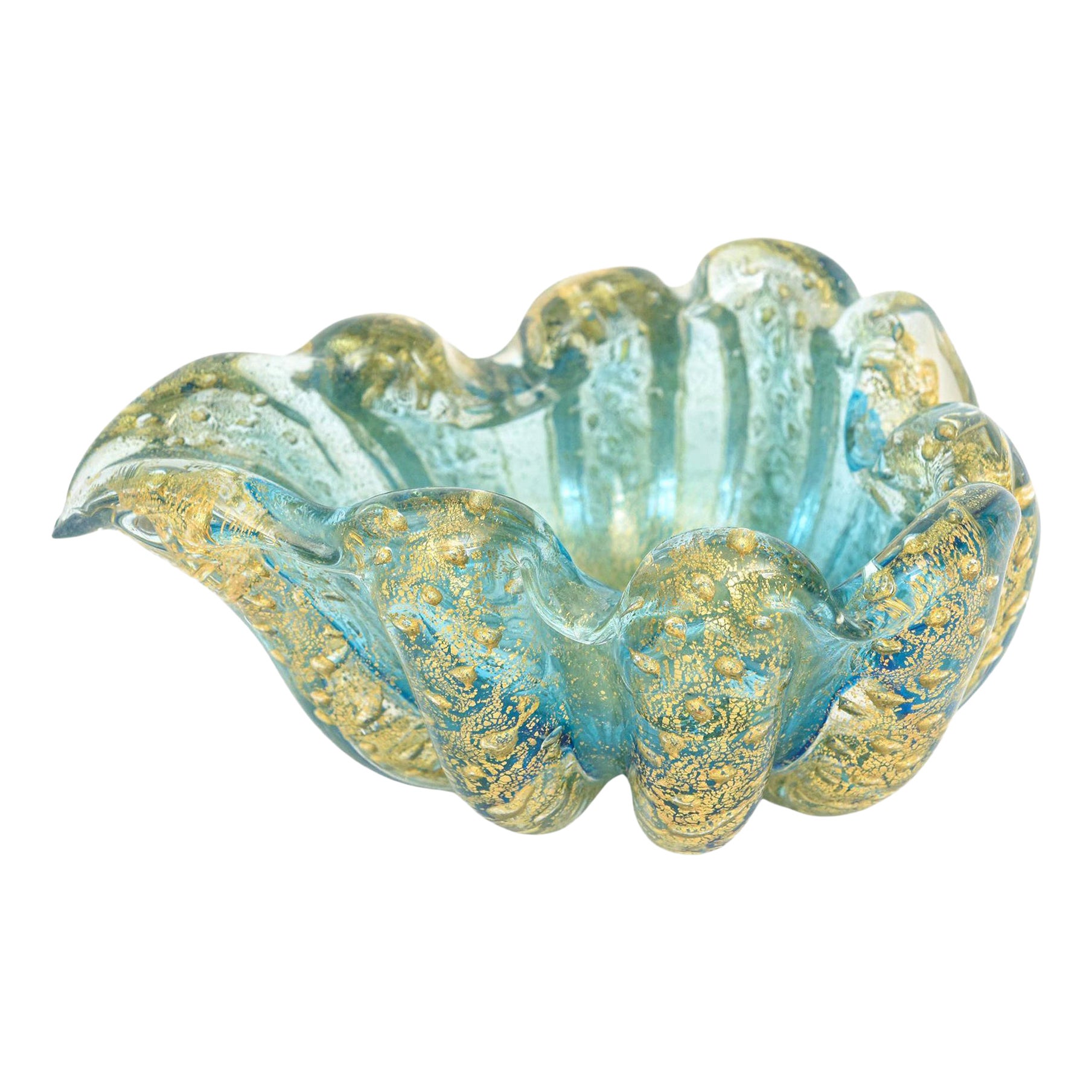 Turquoise and Periwinkle italian Murano Venini Glass Bowl at 1stDibs ...