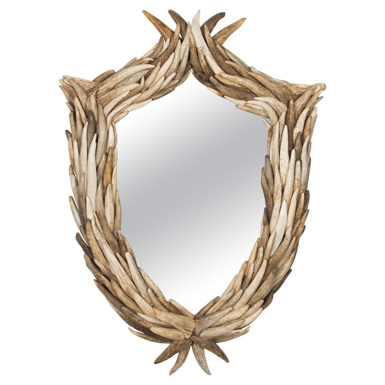 Genuine North Idaho Moose Tip Antler Mirror For Sale at 1stDibs