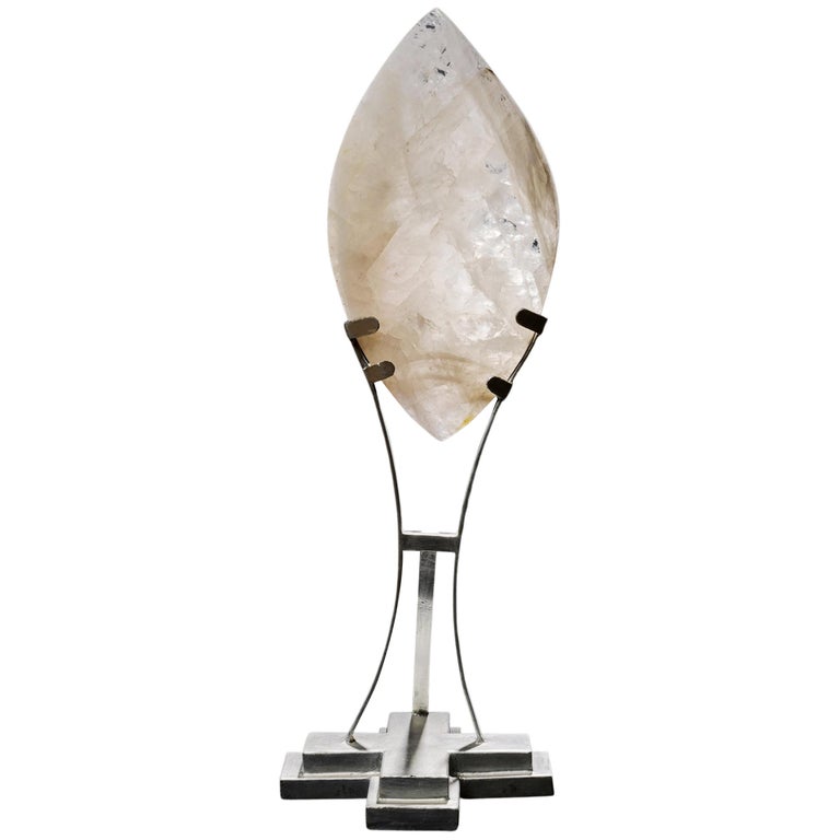 Rock Crystal Carving Decoration, with Custom Stand For Sale at 1stDibs
