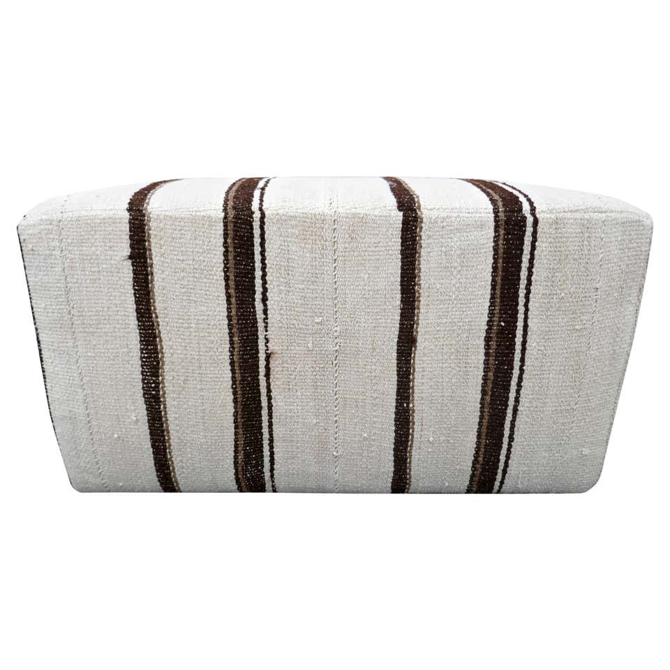 Fi Custom Ottoman Bench In Vintage Berber Tribal Kilim Wool Natural