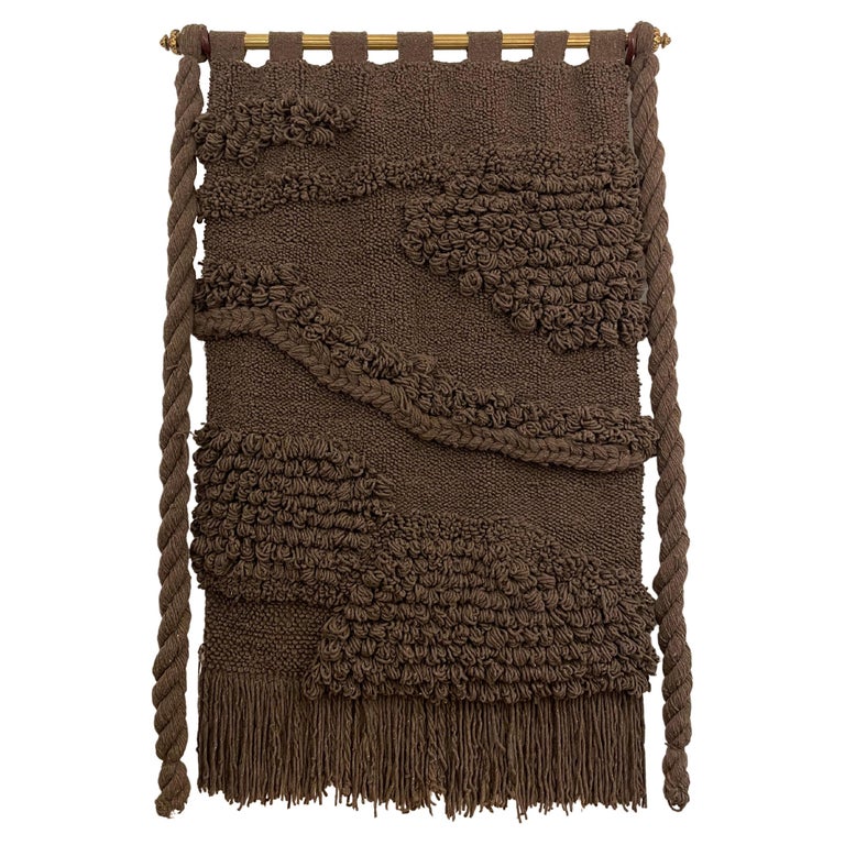 Huge Hand Woven Wool Wall Tapestry in Chocolate/Charcoal Tone For Sale ...