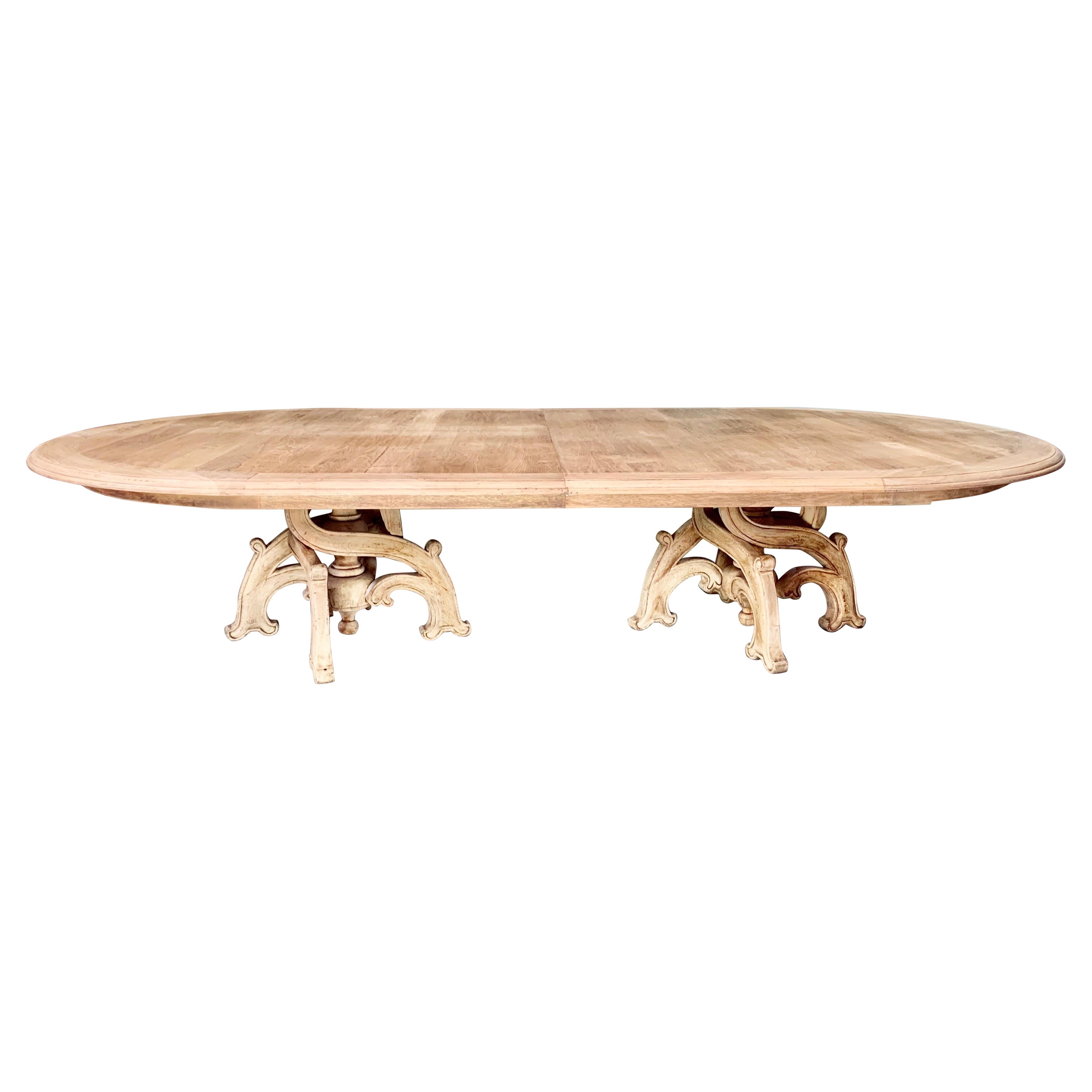 Monumental Italian Style Oval Shaped Pedestal Dining Table at 1stDibs