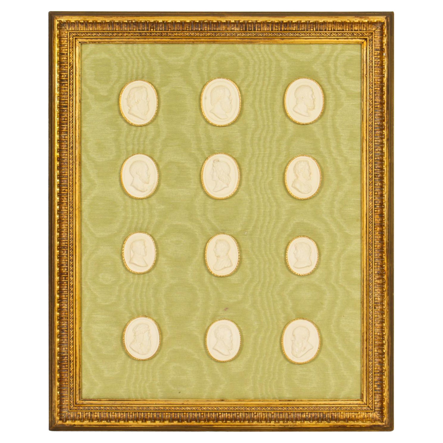 Large Gold Framed Grand Tour 19th Century Intaglio Collection with ...
