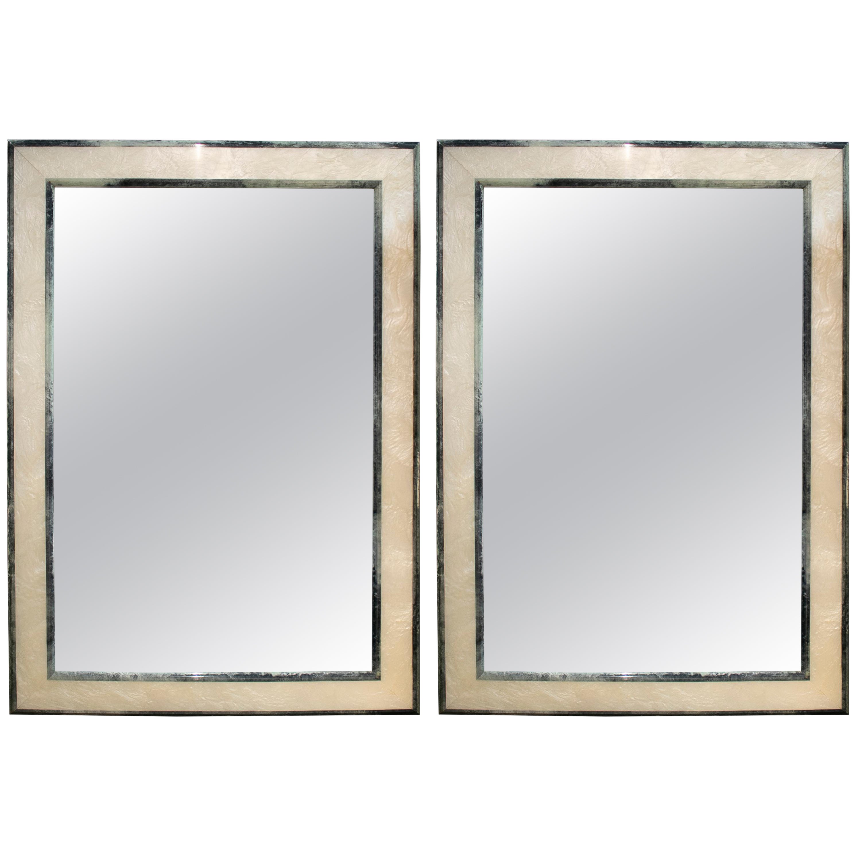 Pair of Amber Resin MIrrors at 1stDibs