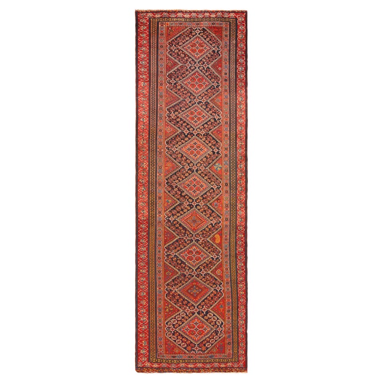 Antique Persian Qashqai Runner Rug. Size: 4 ft 1 in x 14 ft 3 in For ...