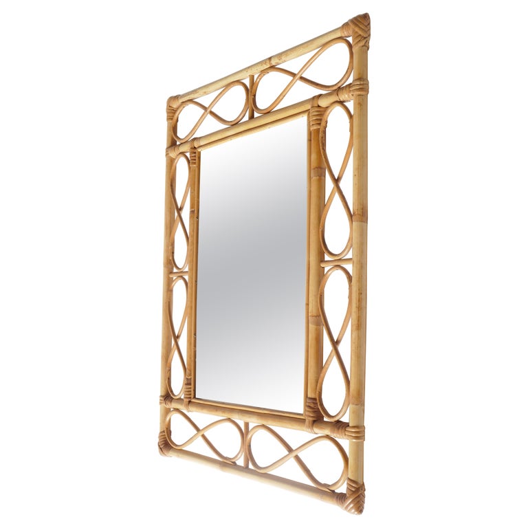 Rectangular Rattan Mirror, France 1960s For Sale at 1stDibs