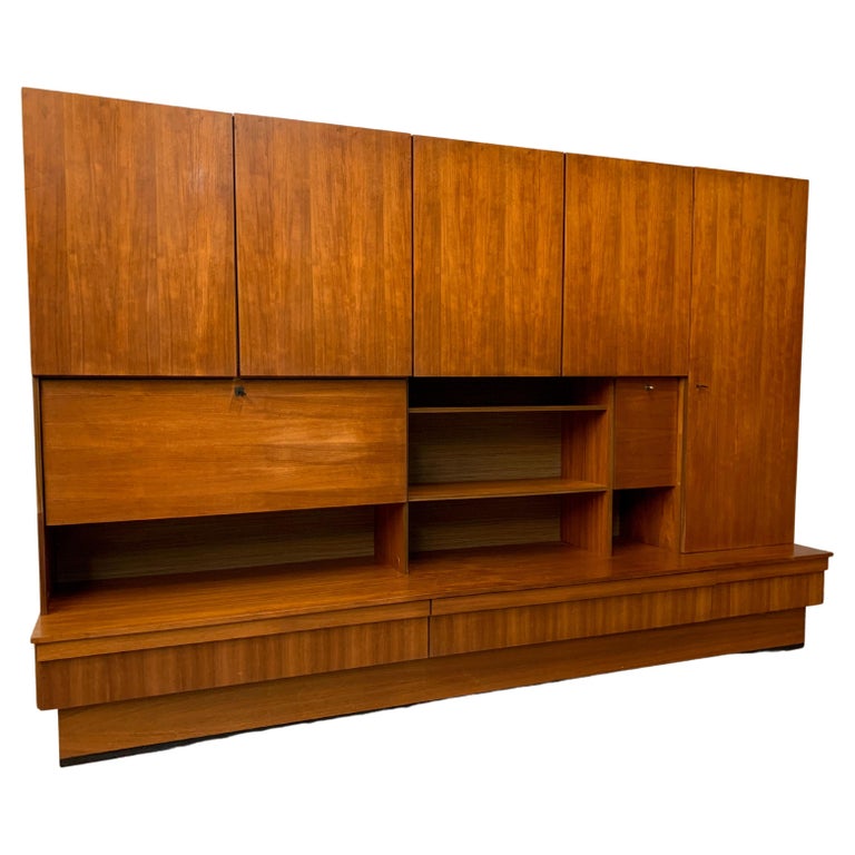Vintage Teak Veneer Wall Unit at 1stDibs | teak wall unit vintage