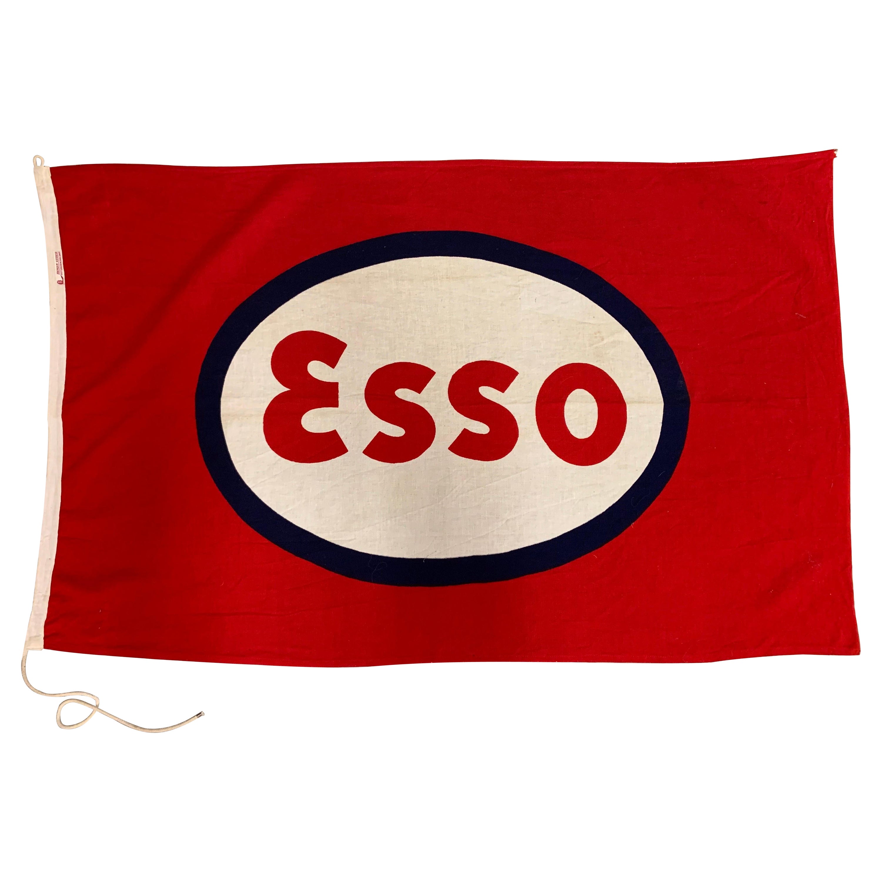 Rare Esso Linen Flag, Rotterdam Netherlands, 1960/70 Petronalia, Petrol ...