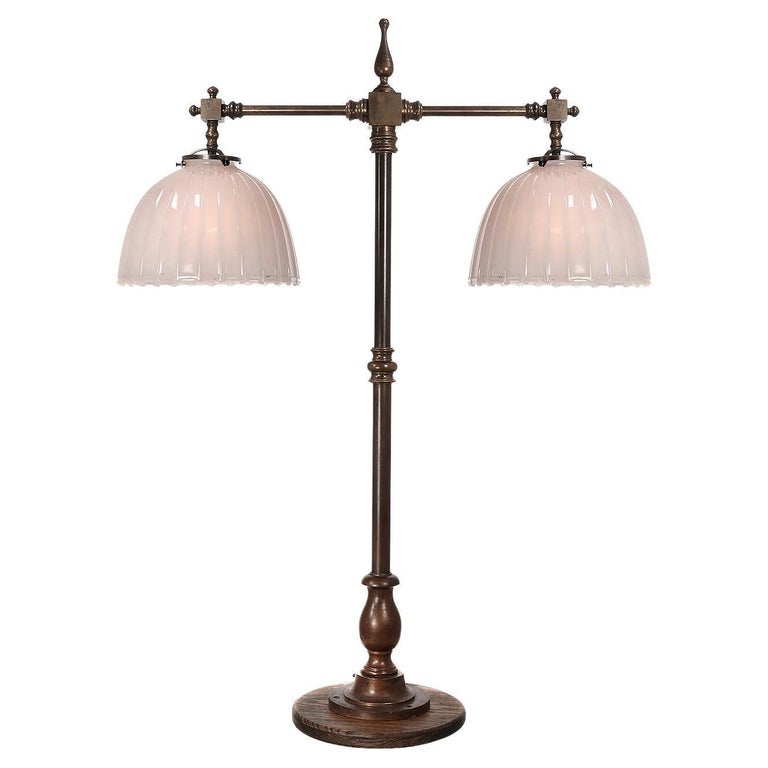 Large Bronze Double Bank Lamp For Sale at 1stDibs