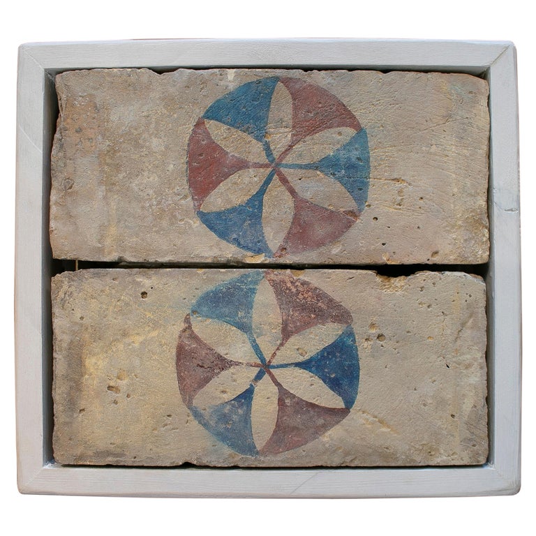 Set of Two 18th Century Spanish Hand Painted Ceramic Bricks For Sale at ...