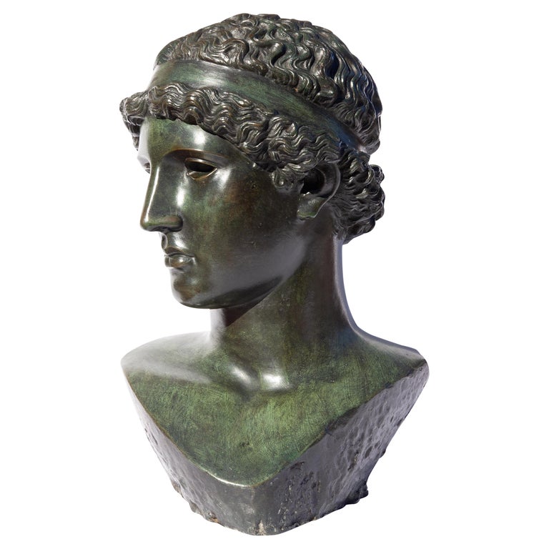 Classical Bronze Bust of Young Greek or Roman Man Life Size For Sale at ...