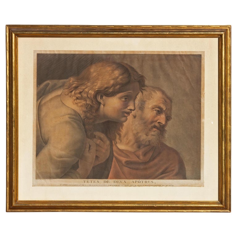 Old Master Print Heads of Two Apostles after Raphael For Sale at 1stDibs