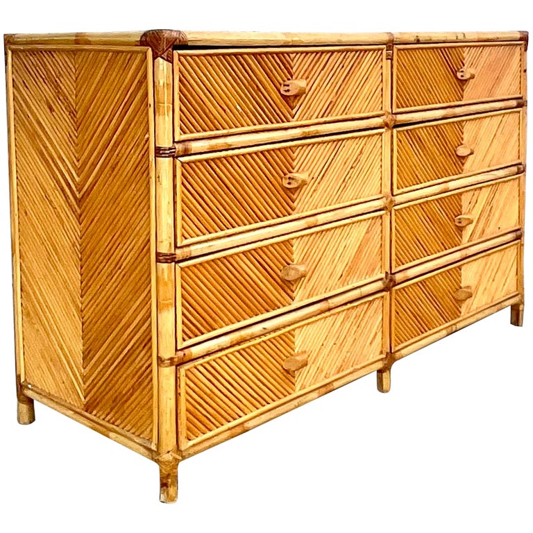 Vintage Organic Modern Chevron Pencil Reed Dresser at 1stDibs