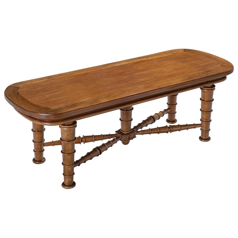 Italian Dining Table in Walnut with Sculptural Base For Sale at 1stDibs