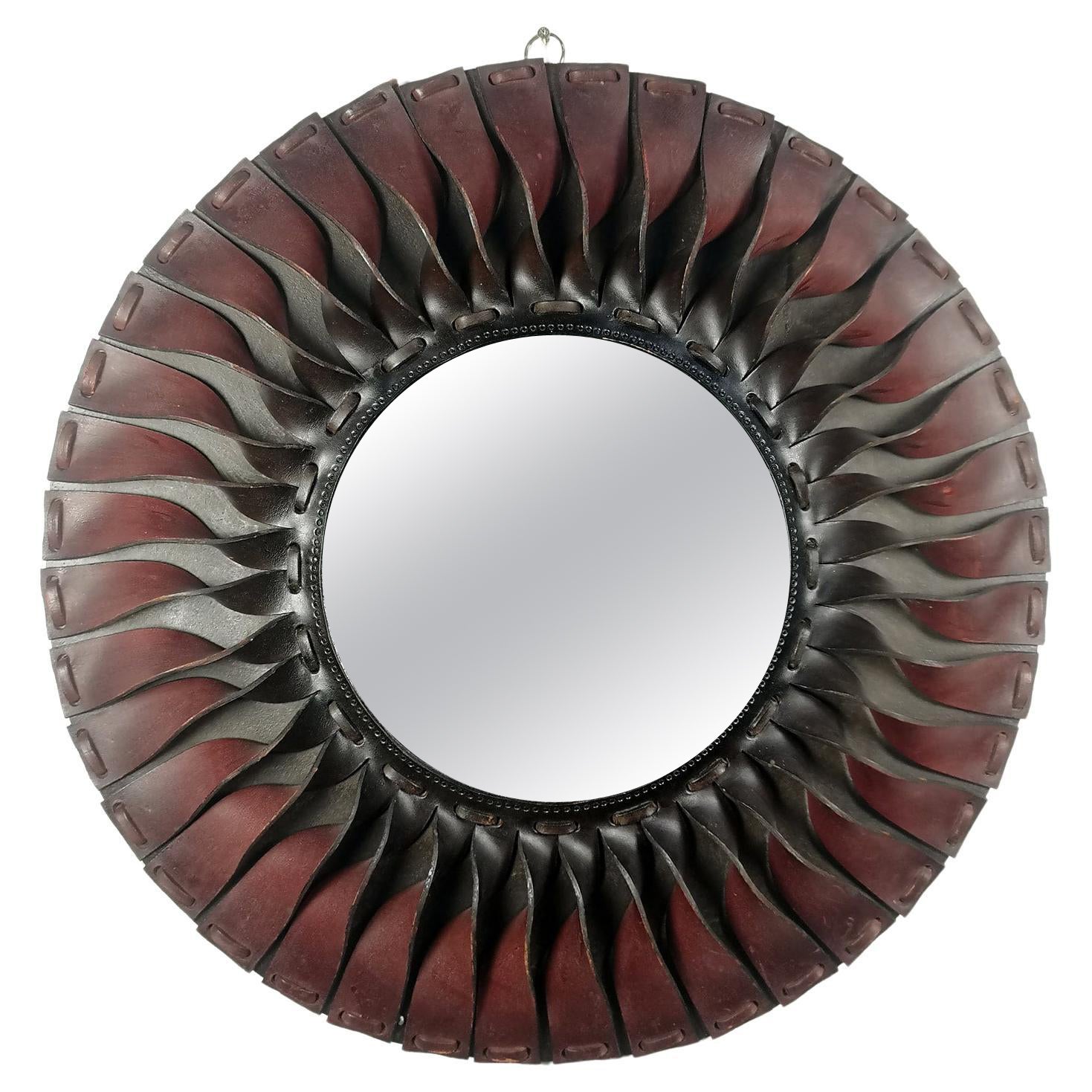 Large Leather Mirror For Sale at 1stDibs