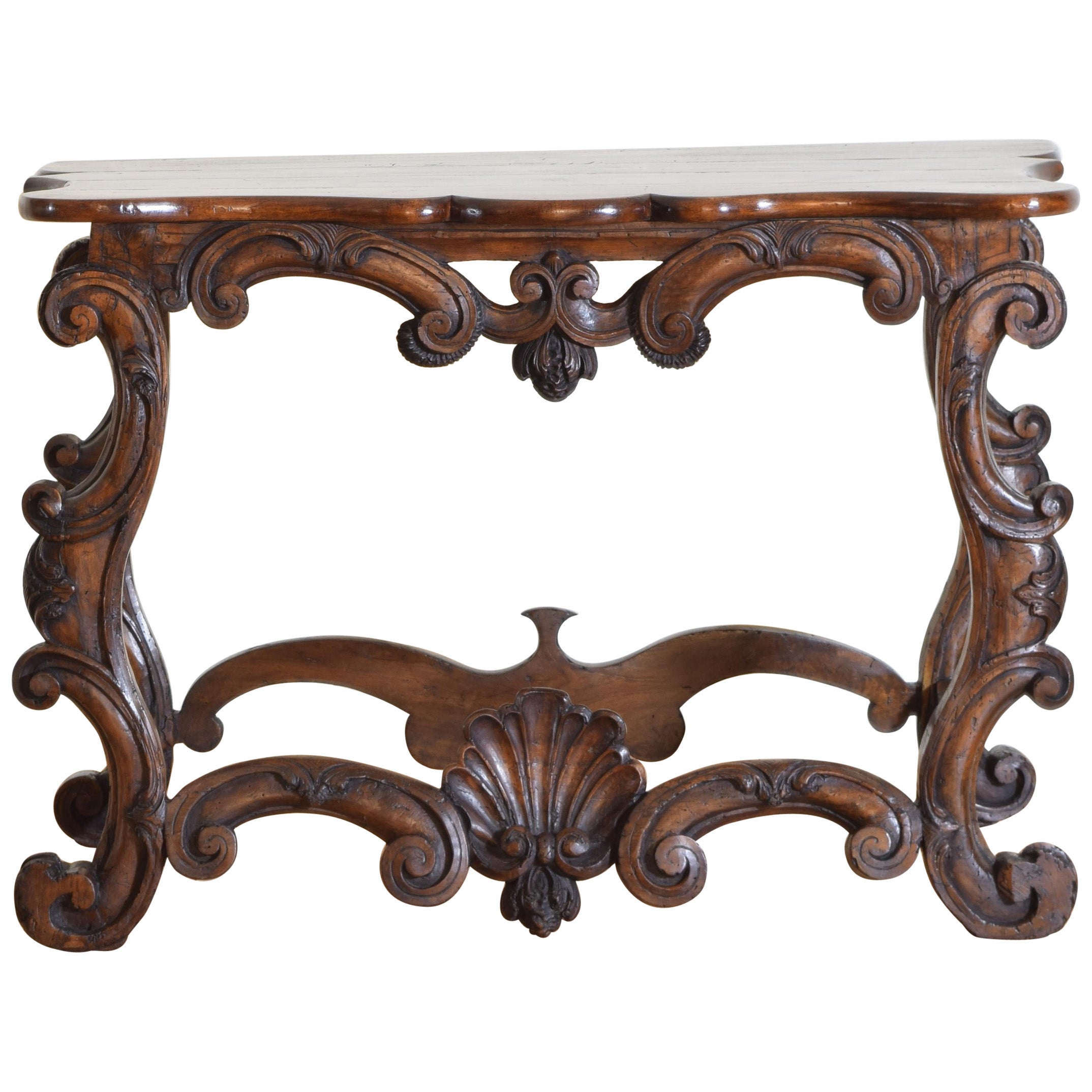 Italian Rococo Late 18th Century Walnut Console Table with Authentic ...