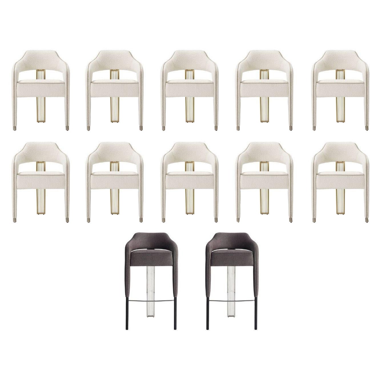 Set of 10 Invicta II Chair + 2 Invicta II Bar Stool at 1stDibs
